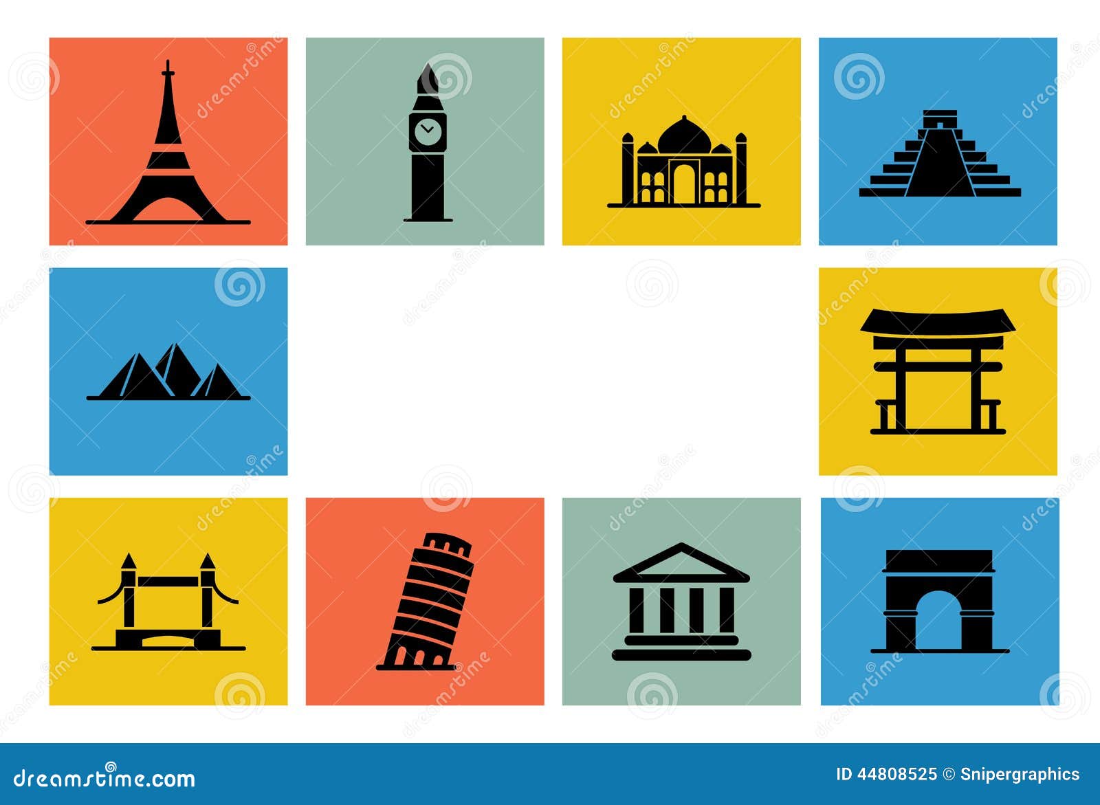 Destination Icon Set stock vector. Illustration of museum - 44808525
