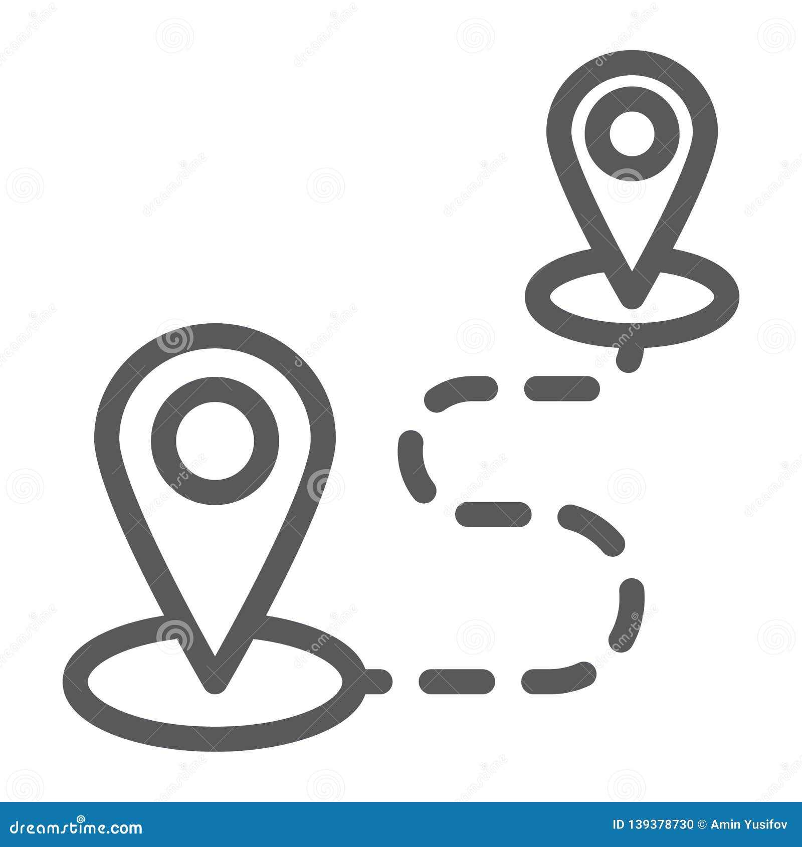 Destination Line Icon, Map And Location, Navigation Pin Sign, Vector ...