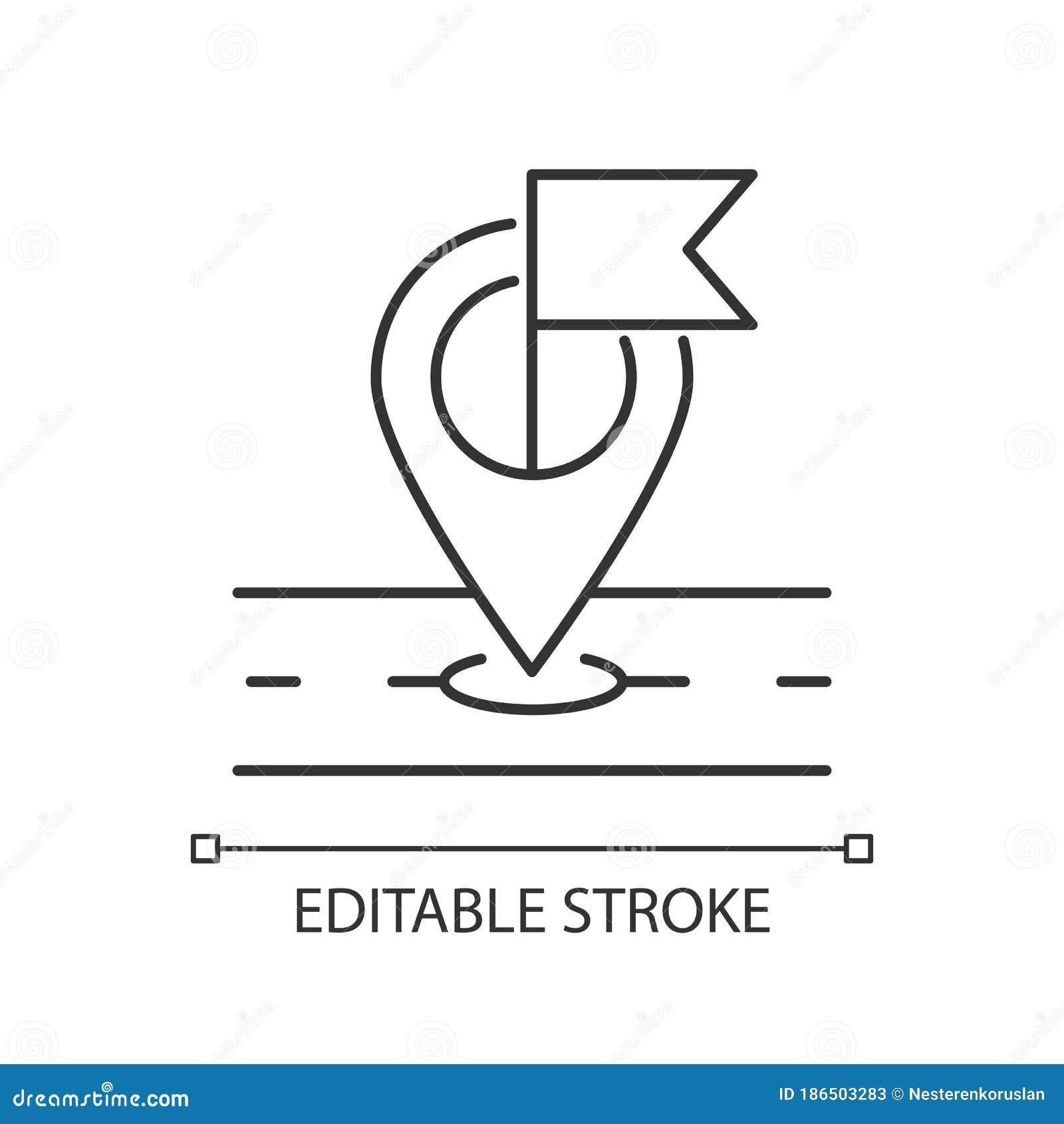 Destination Marker Pixel Perfect Linear Icon Stock Vector ...