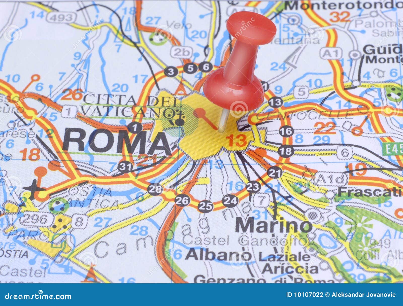 Destination Rome stock photo. Image of geographic, pushpin - 10107022