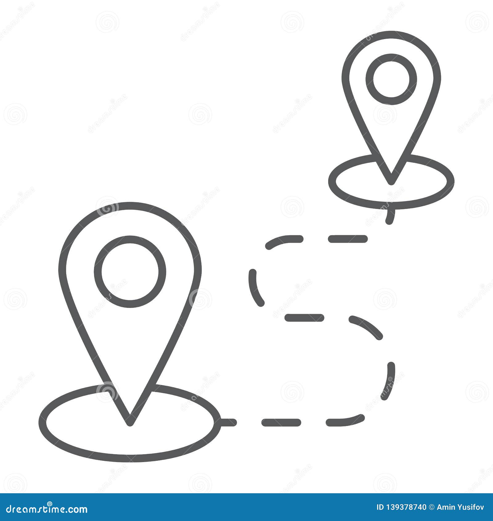 Destination Thin Line Icon, Map and Location, Navigation Pin Sign ...