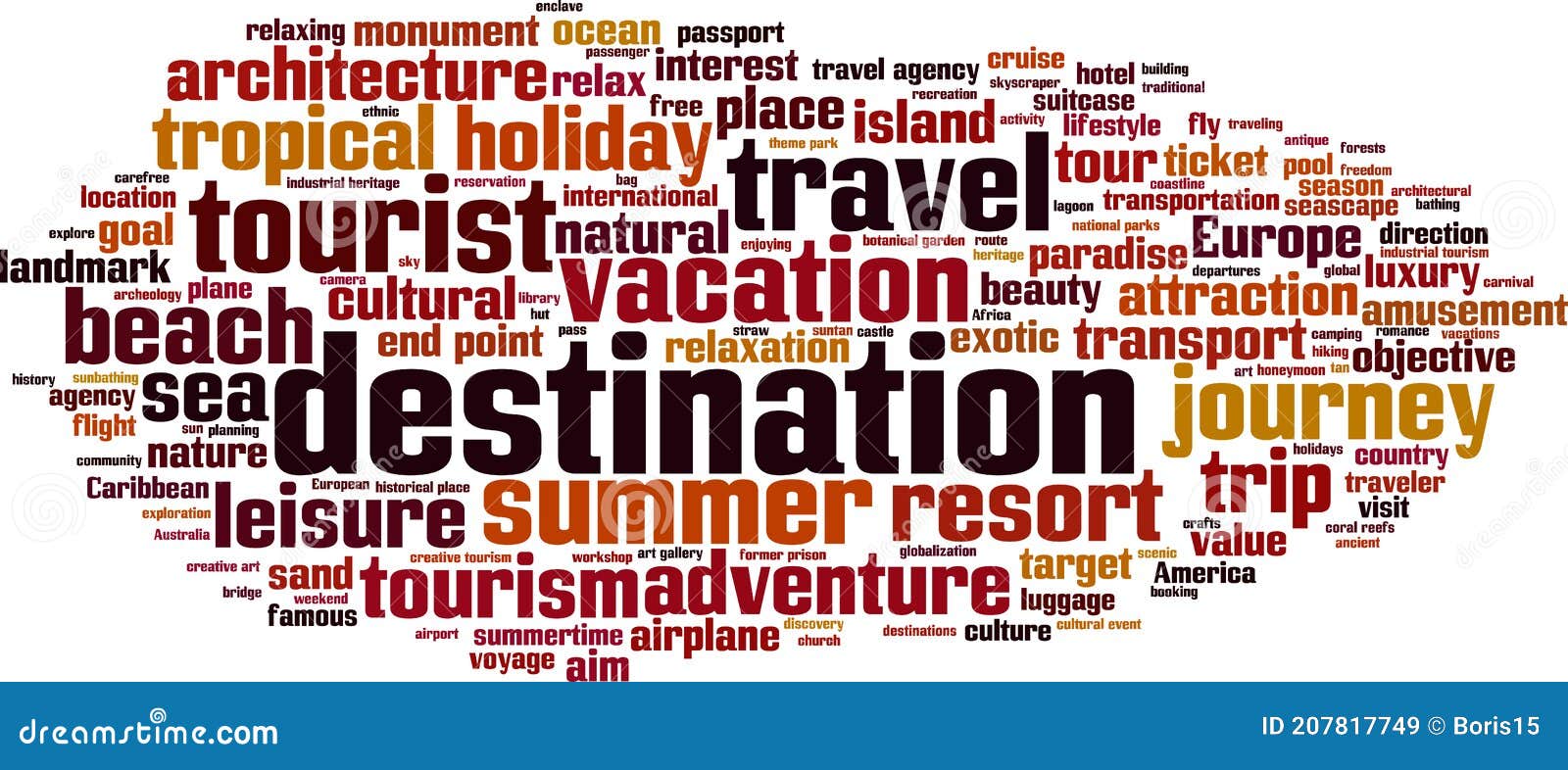 Destination word cloud stock vector. Illustration of attraction - 207817749