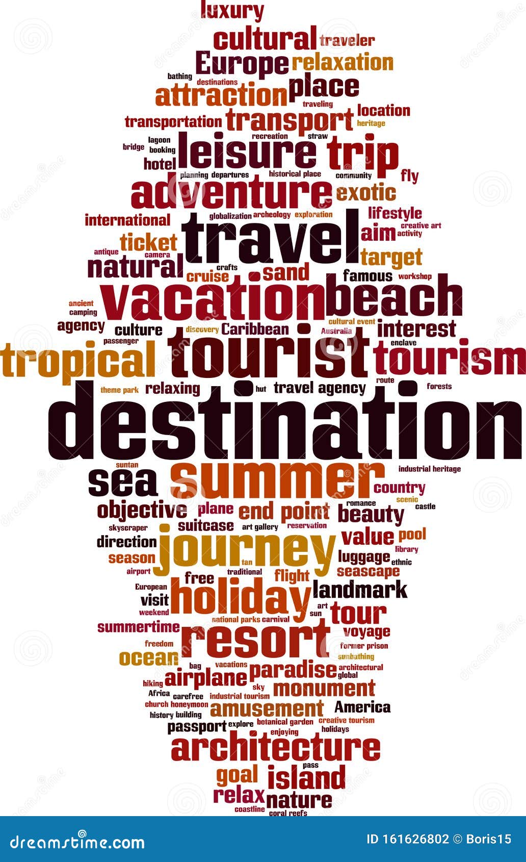 Destination word cloud stock vector. Illustration of cloud - 161626802