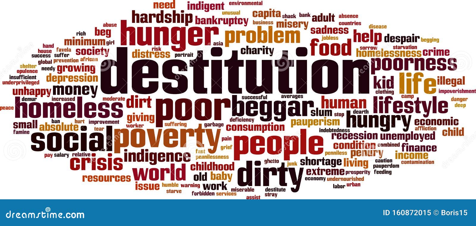 Destitution word cloud stock vector. Illustration of needy - 160872015