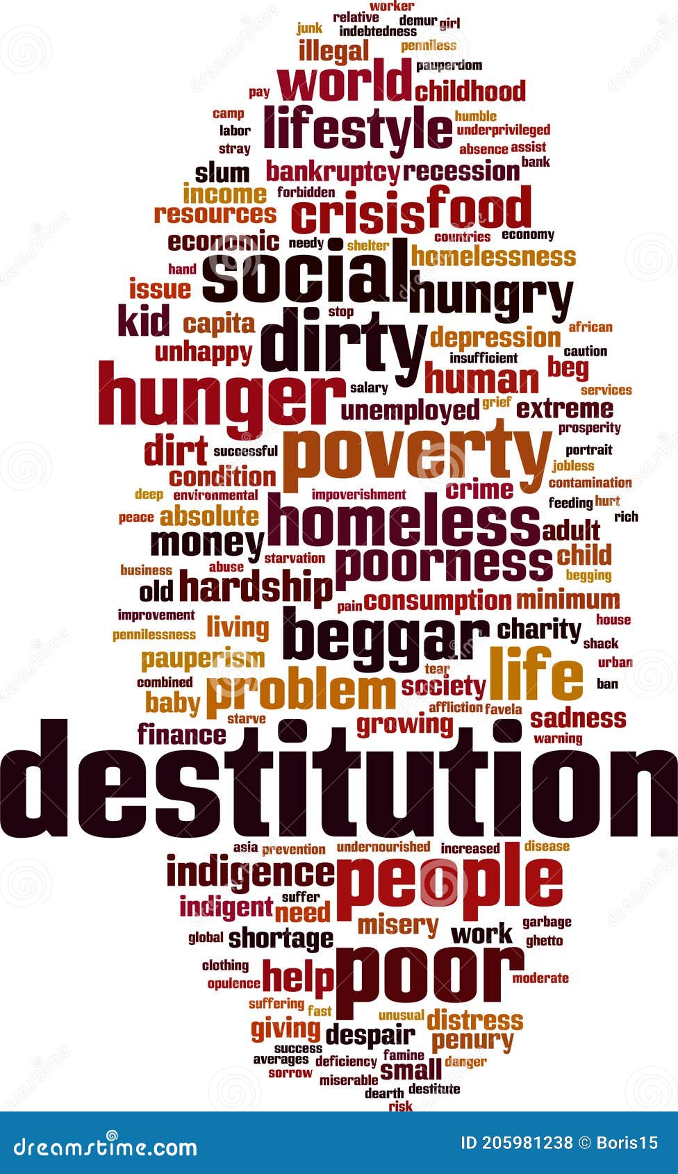 Destitution word cloud stock vector. Illustration of impoverishment ...