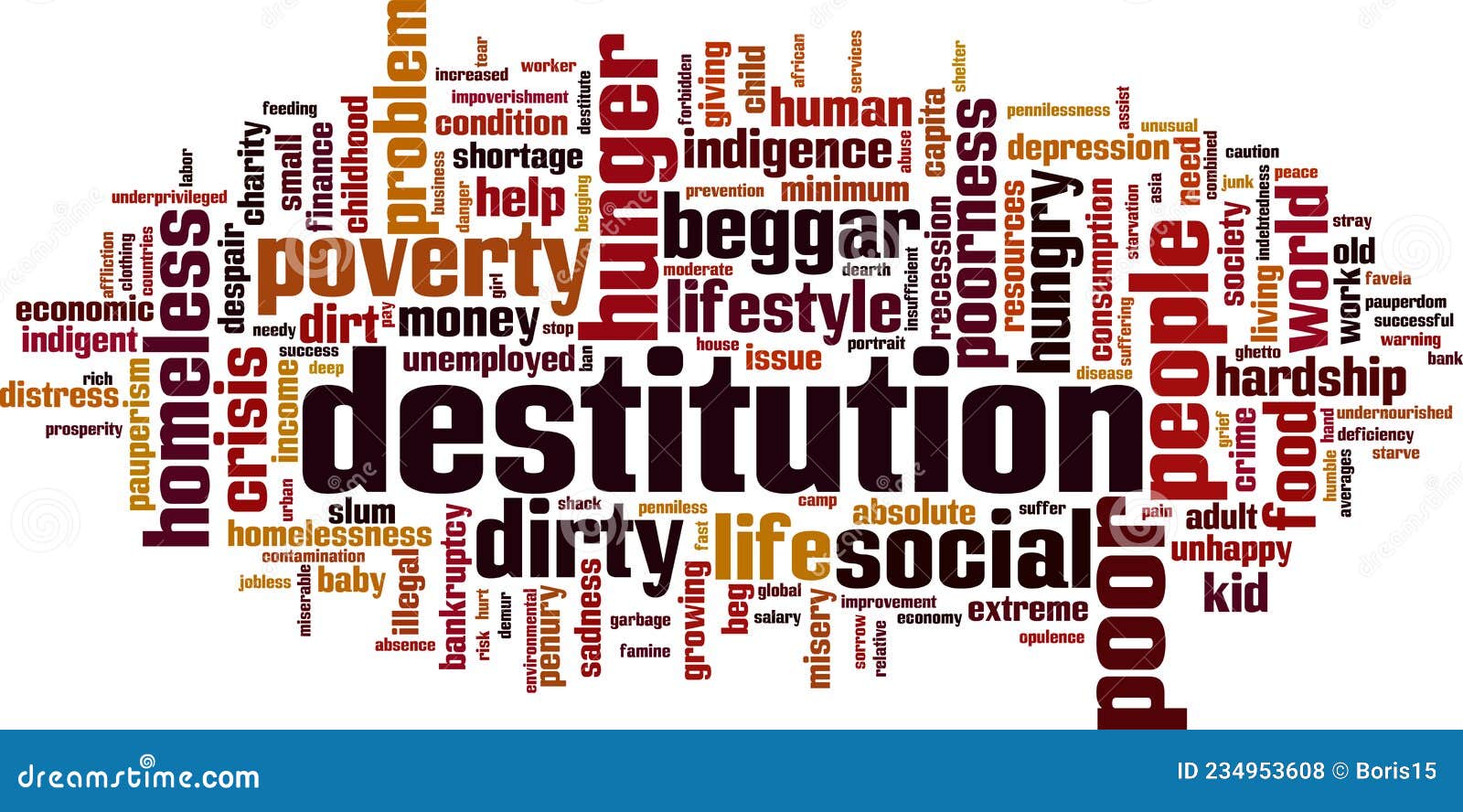 Destitution word cloud stock vector. Illustration of concept - 234953608