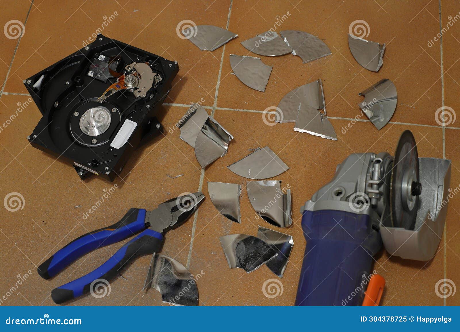 Destroying Computer Hard Drive with Tools Stock Image - Image of ...