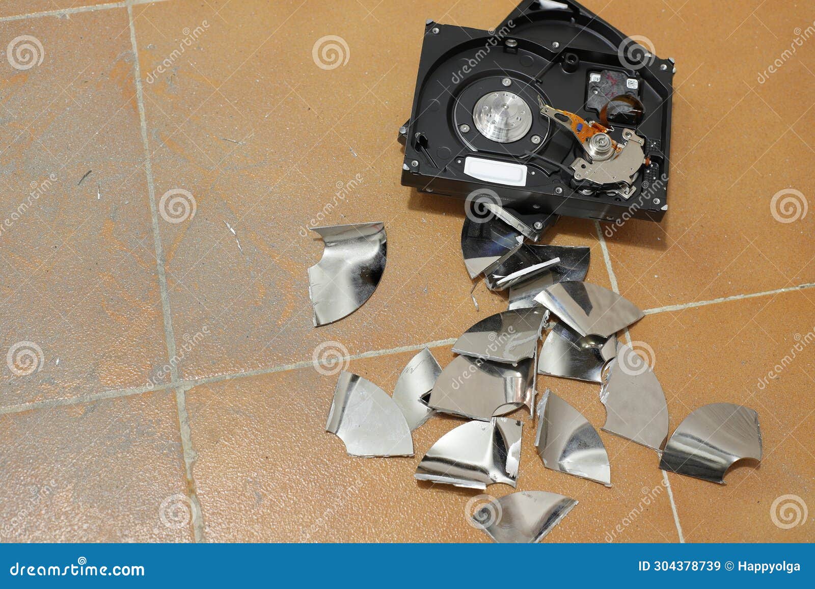 Destroying Computer Hard Drive with Tools Stock Image - Image of ...