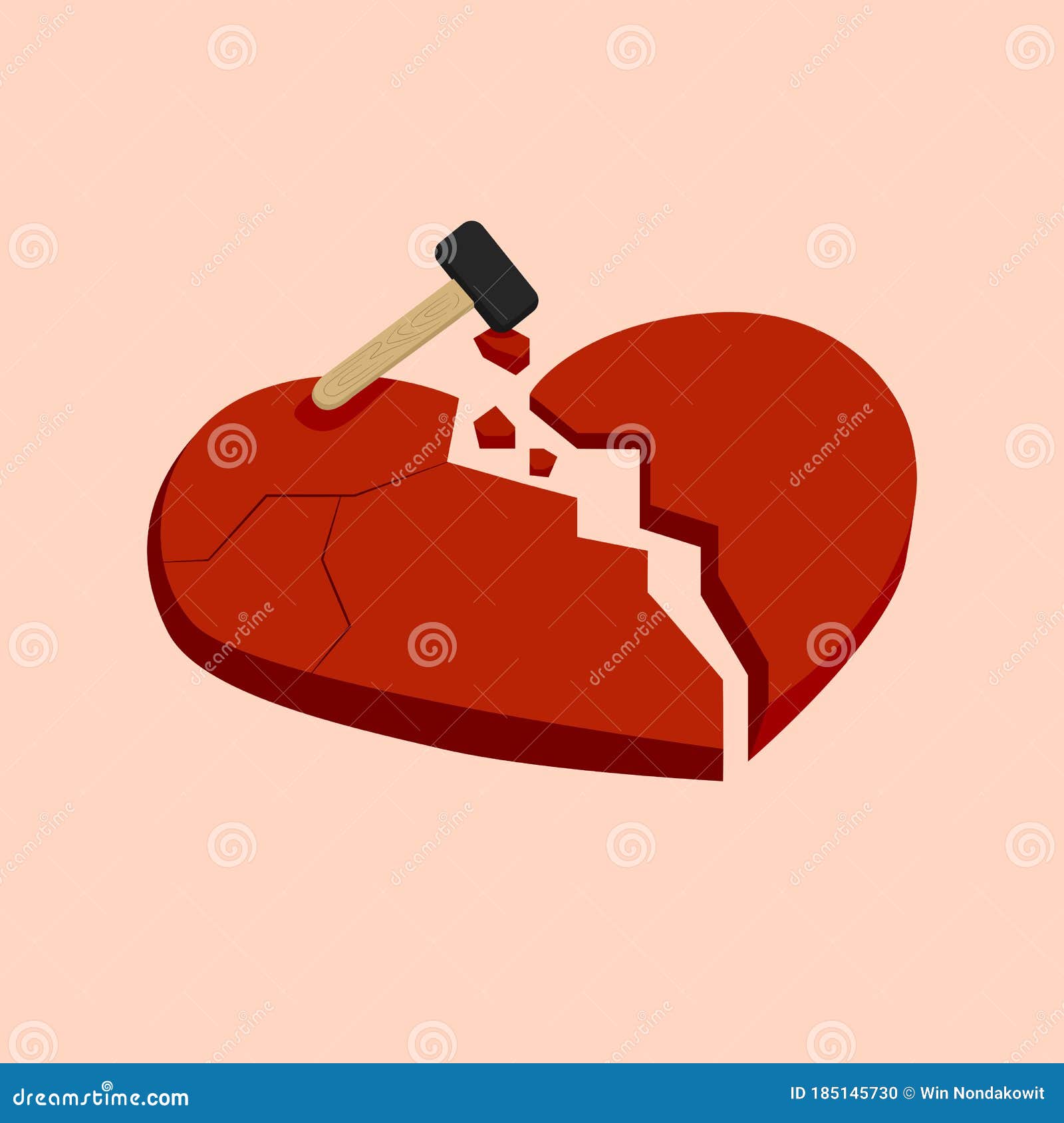 Destroy the heart stock vector. Illustration of damage - 185145730