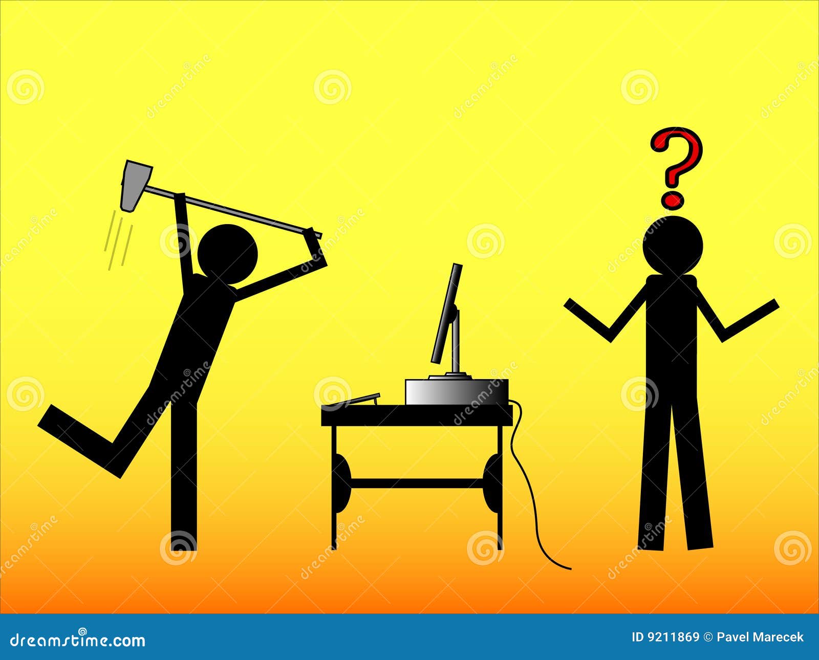 Destroy pc stock vector. Illustration of work, password - 9211869