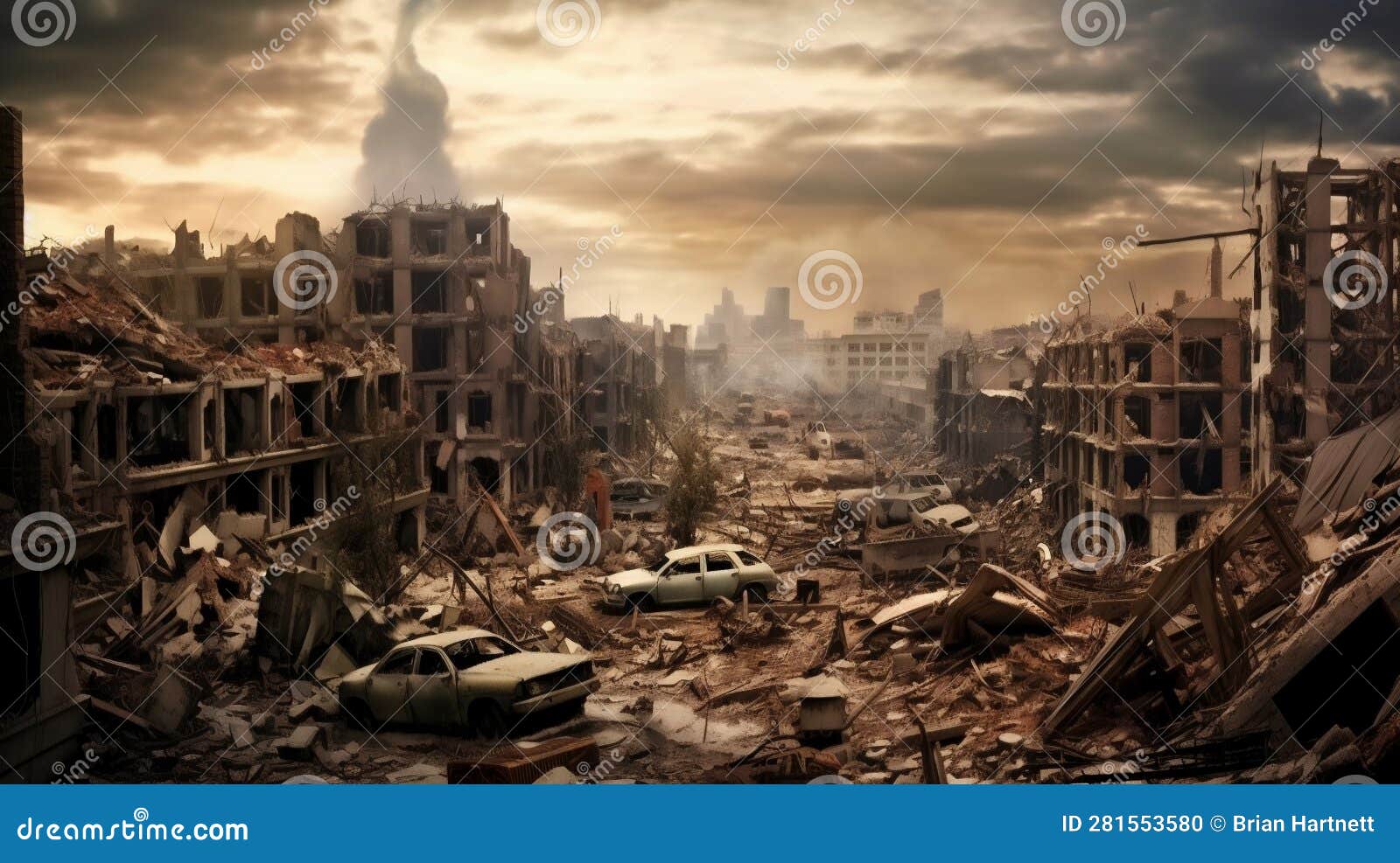 A Destroyed and Abandoned City Block, Representing War and Disaster ...