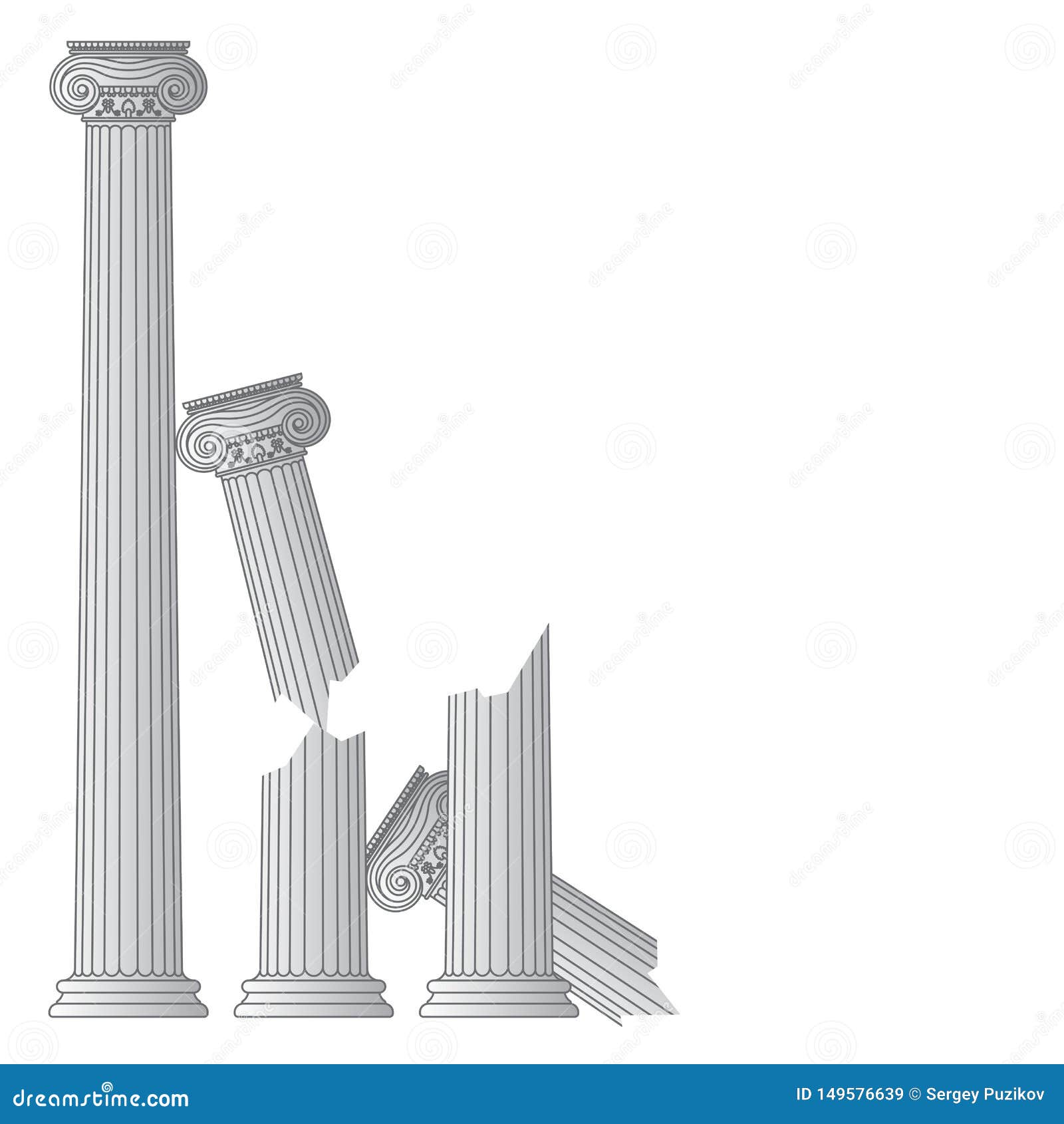 Antique Columns, Pillars Outline Icons Set Isolated On White. Classic ...