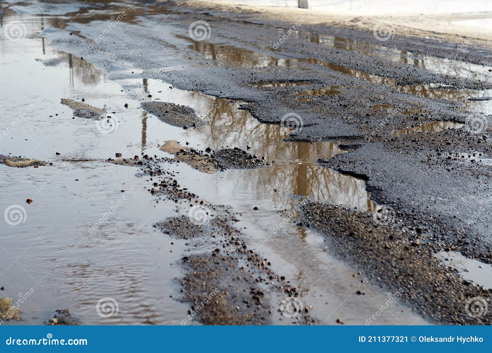 Destroyed Asphalt. Broken Road Surface. Fragments Of Asphalt Pavement ...
