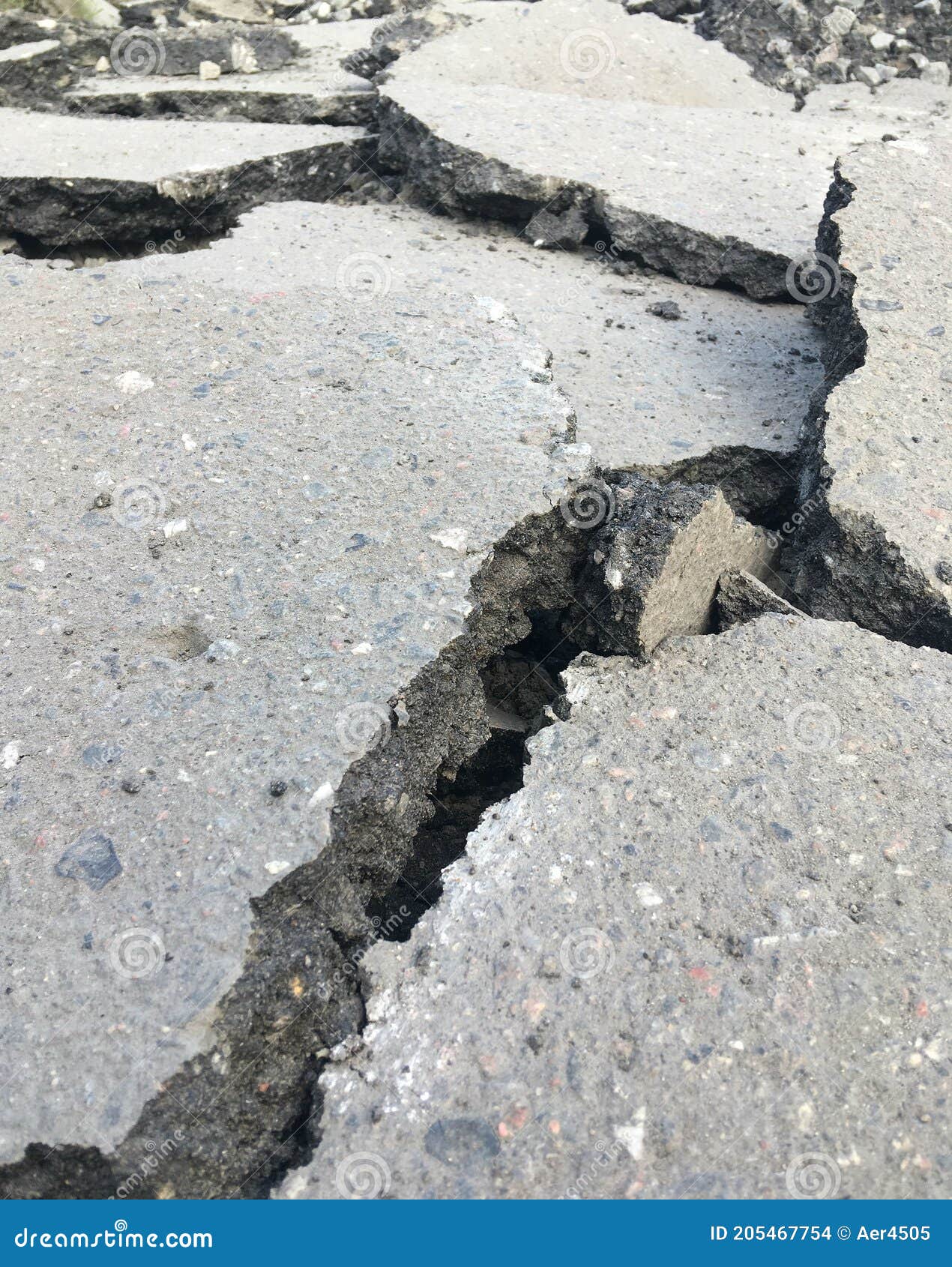 Destroyed Asphalt. Broken Road Surface. Fragments Of Asphalt Pavement ...