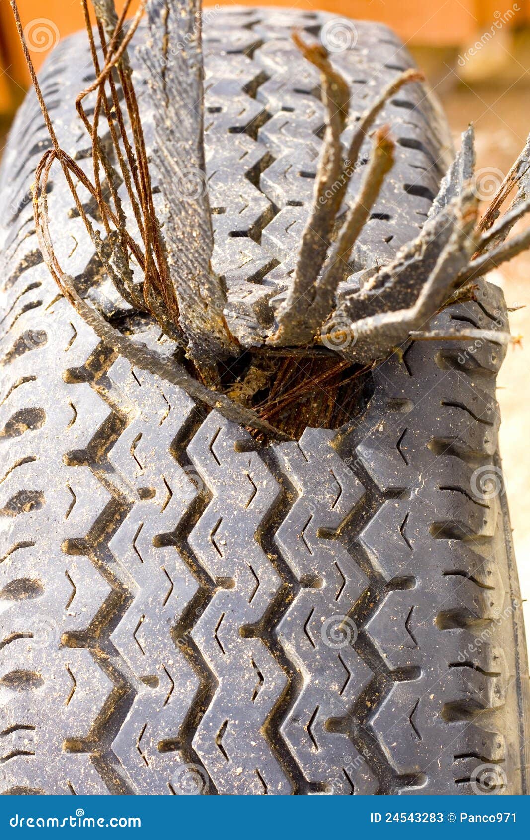 Destroyed automotive tire stock image. Image of tire - 24543283