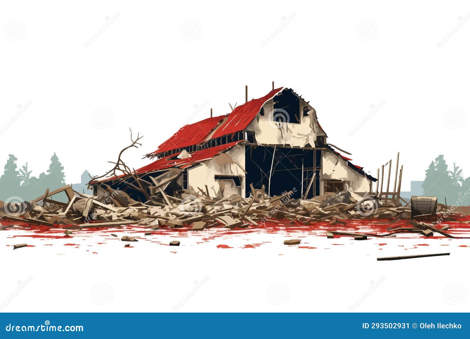 Destroyed Barn Demolished Building Vector Flat Isolated Illustration ...