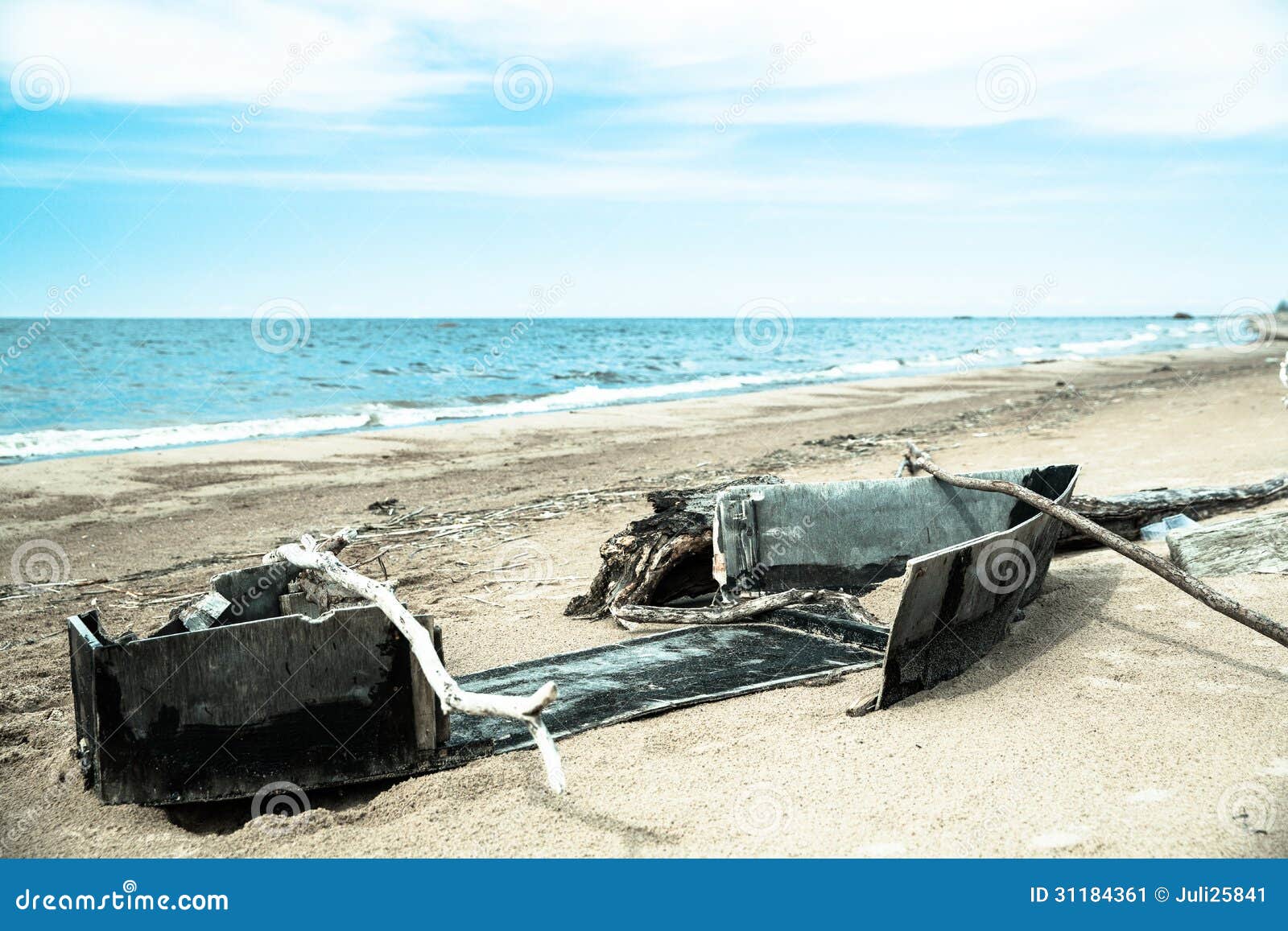 Destroyed boat stock image. Image of fishing, coast, sand - 31184361
