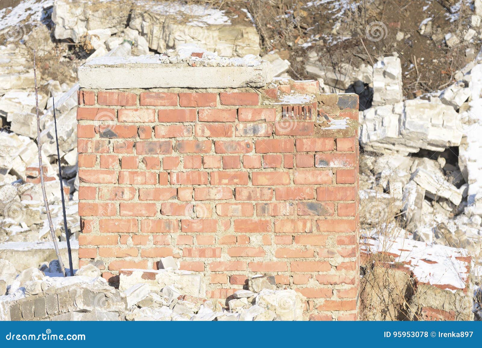 Destroyed Brick Construction Stock Photo - Image of background, dirty ...