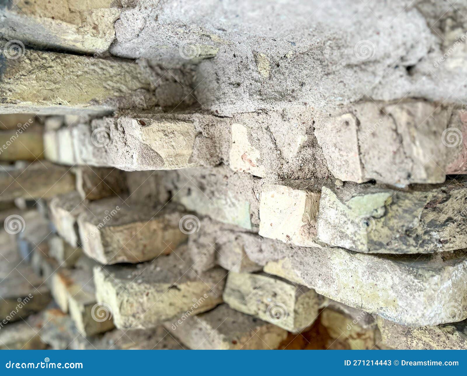 Destroyed Brick Wall Close -up Stock Image - Image of structure ...