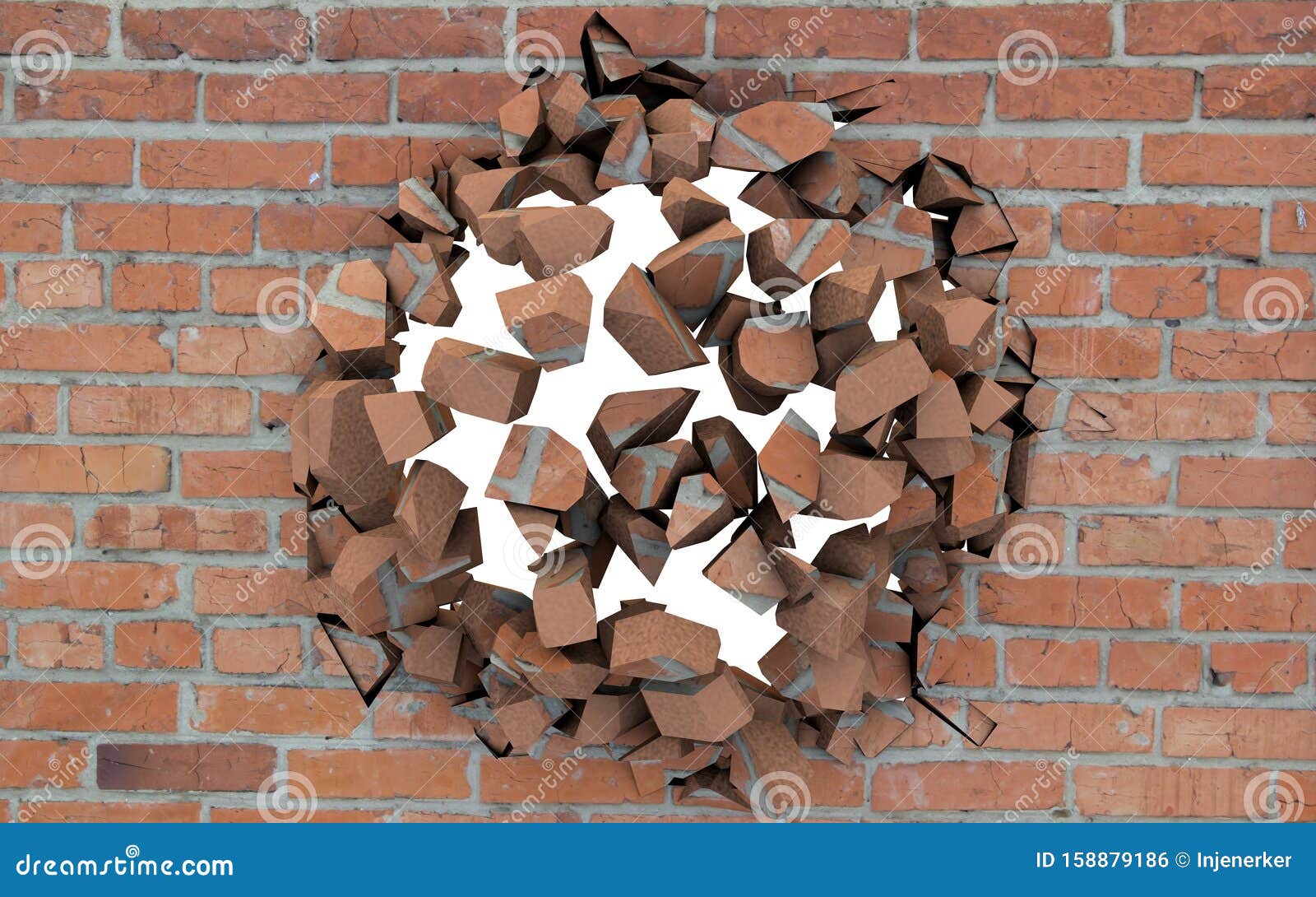Destroyed brick wall stock illustration. Illustration of concrete ...