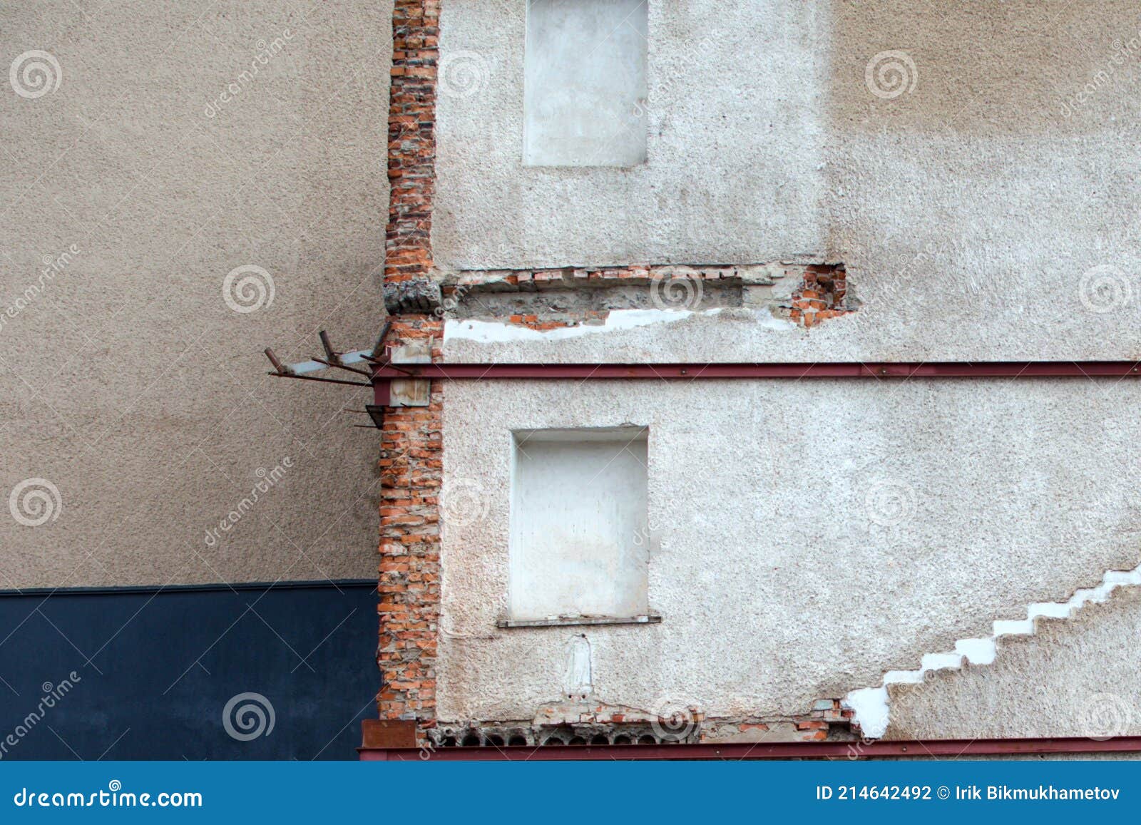 Destroyed Brick Wall of the House Stock Photo - Image of brown ...