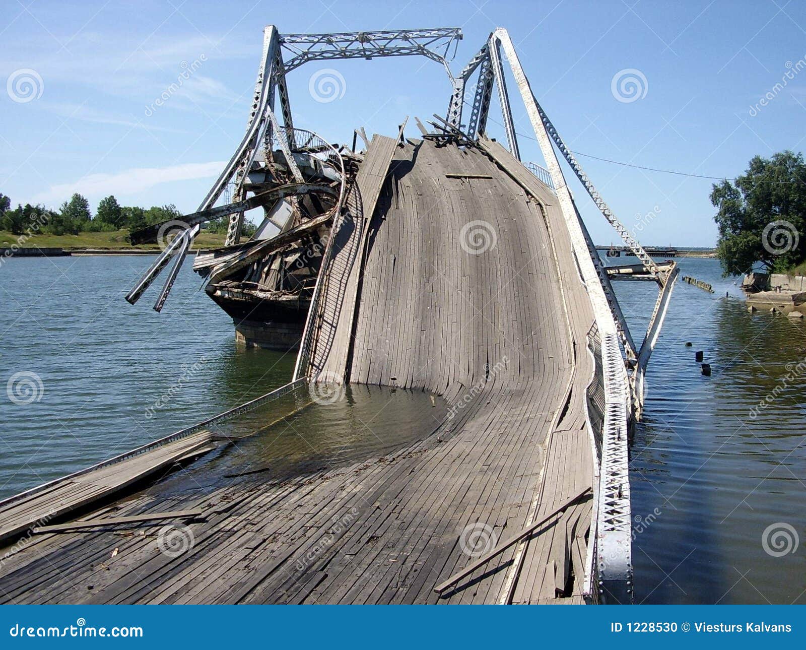 Destroyed bridge stock photo. Image of wreck, happiness - 1228530