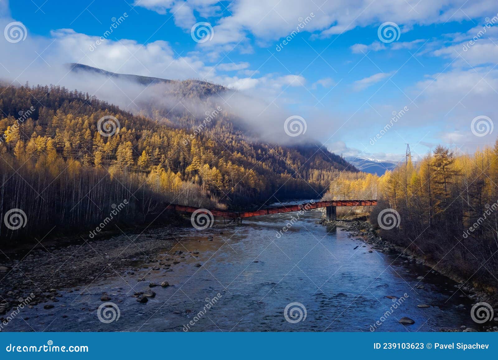 Destroyed Bridge Across the River in the Trans Baikal Territory Stock ...