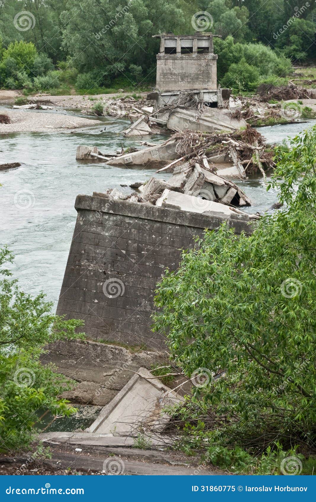 Destroyed bridge stock image. Image of danger, destruction - 31860775