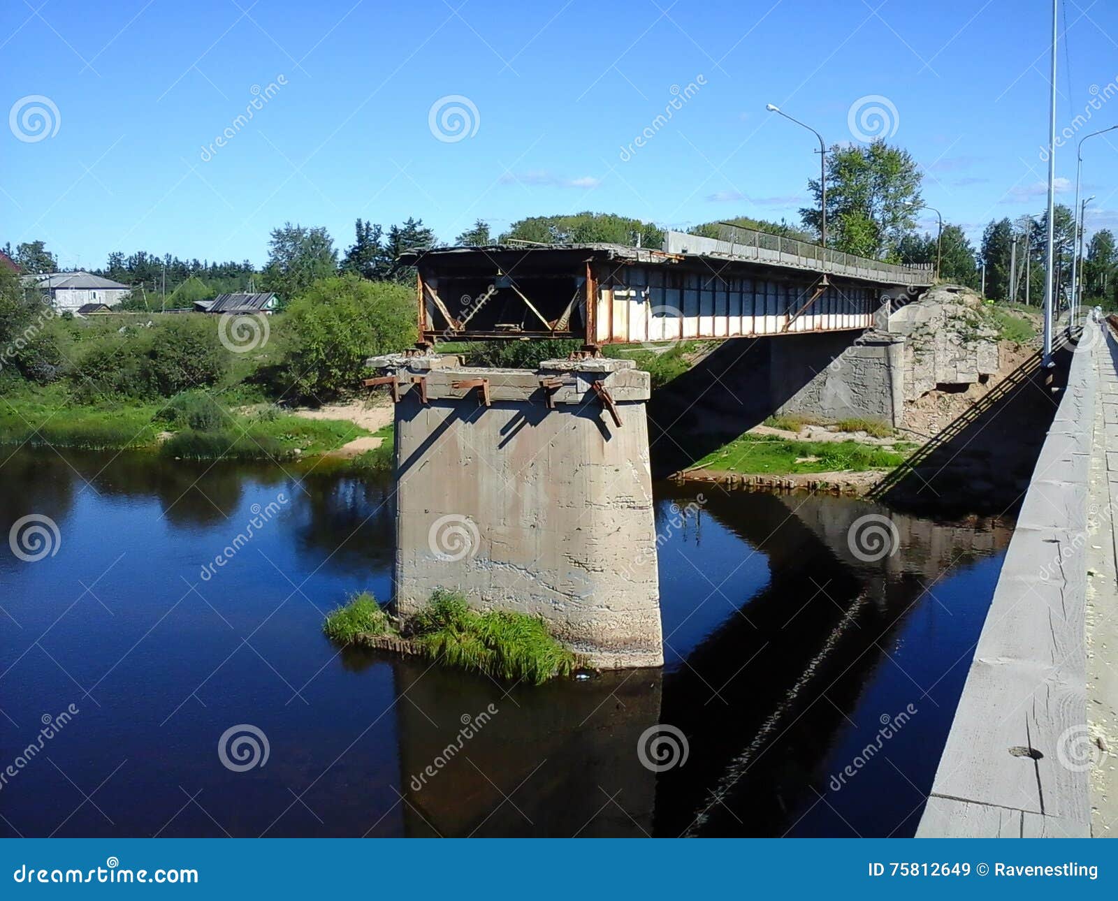 The Destroyed Bridge Among Mountains Royalty-Free Stock Image ...