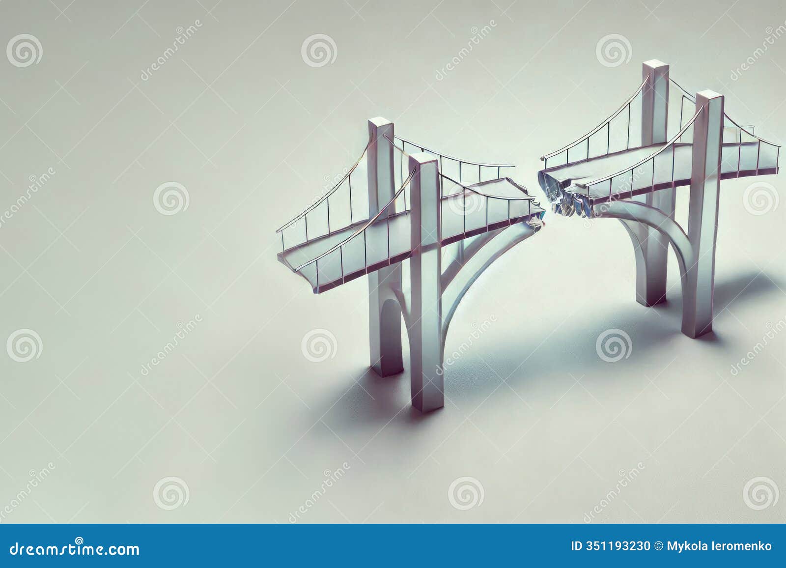A Destroyed Bridge. Space for Text. Stock Photo - Image of architecture ...