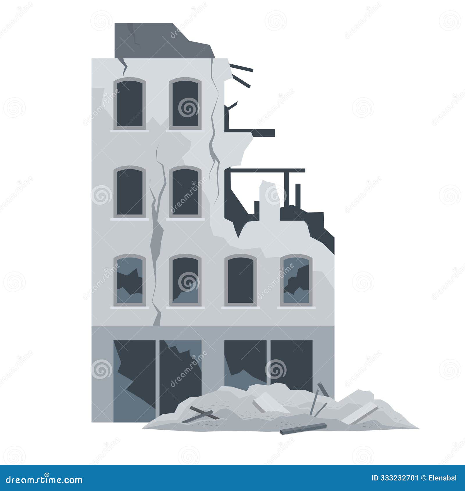 Destroyed Building after a Catastrophe Stock Illustration ...
