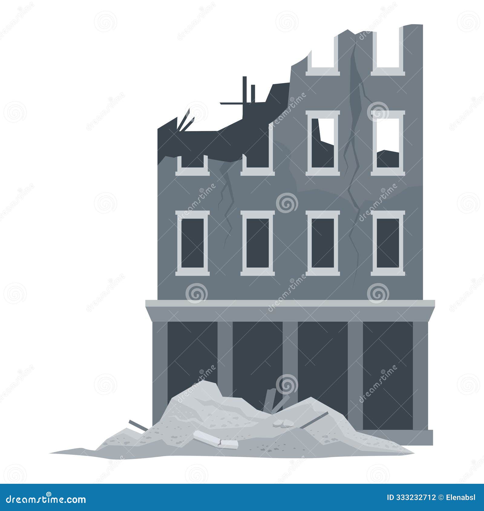Destroyed Building after a Catastrophe Stock Illustration ...