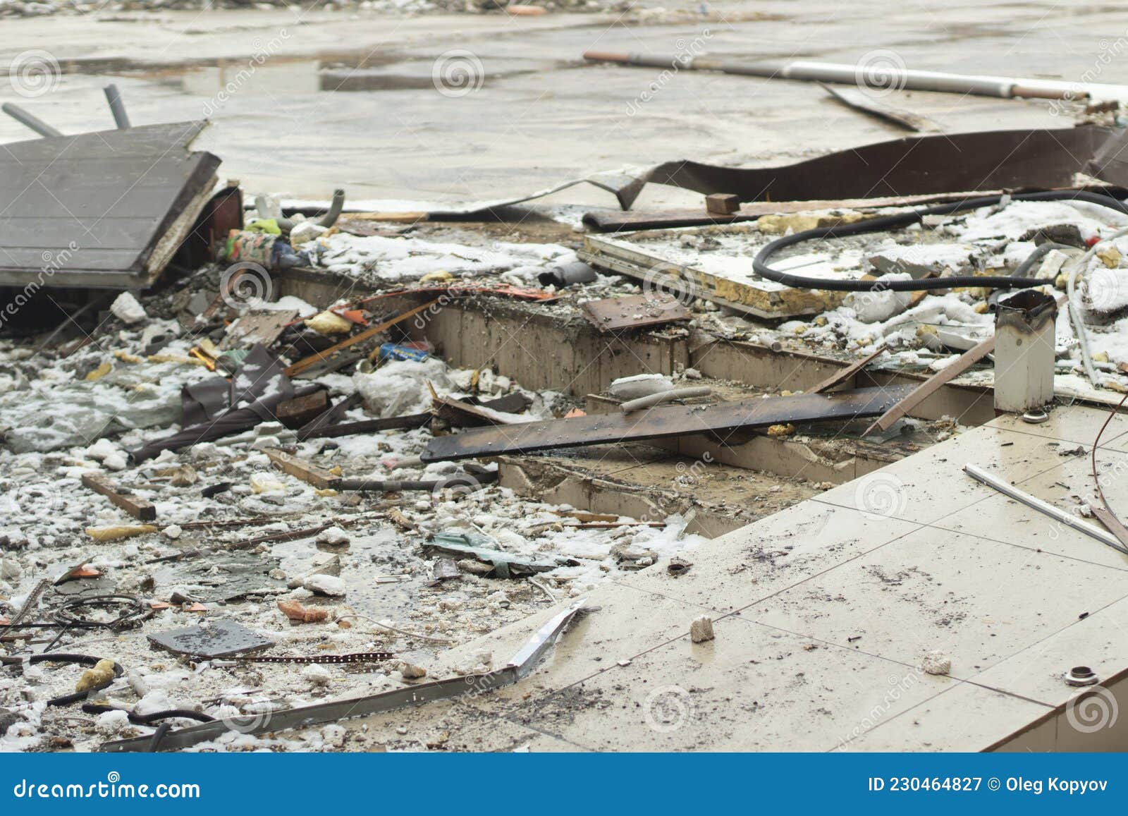 Destroyed Building. Construction Waste Stock Image - Image of factory ...