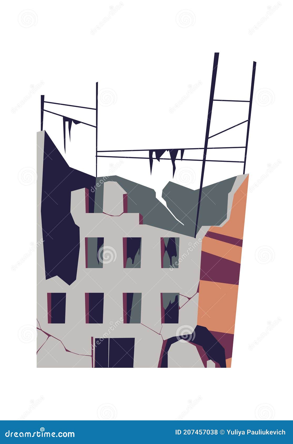 Destroyed Building, Damaged Structure Cartoon Stock Illustration ...