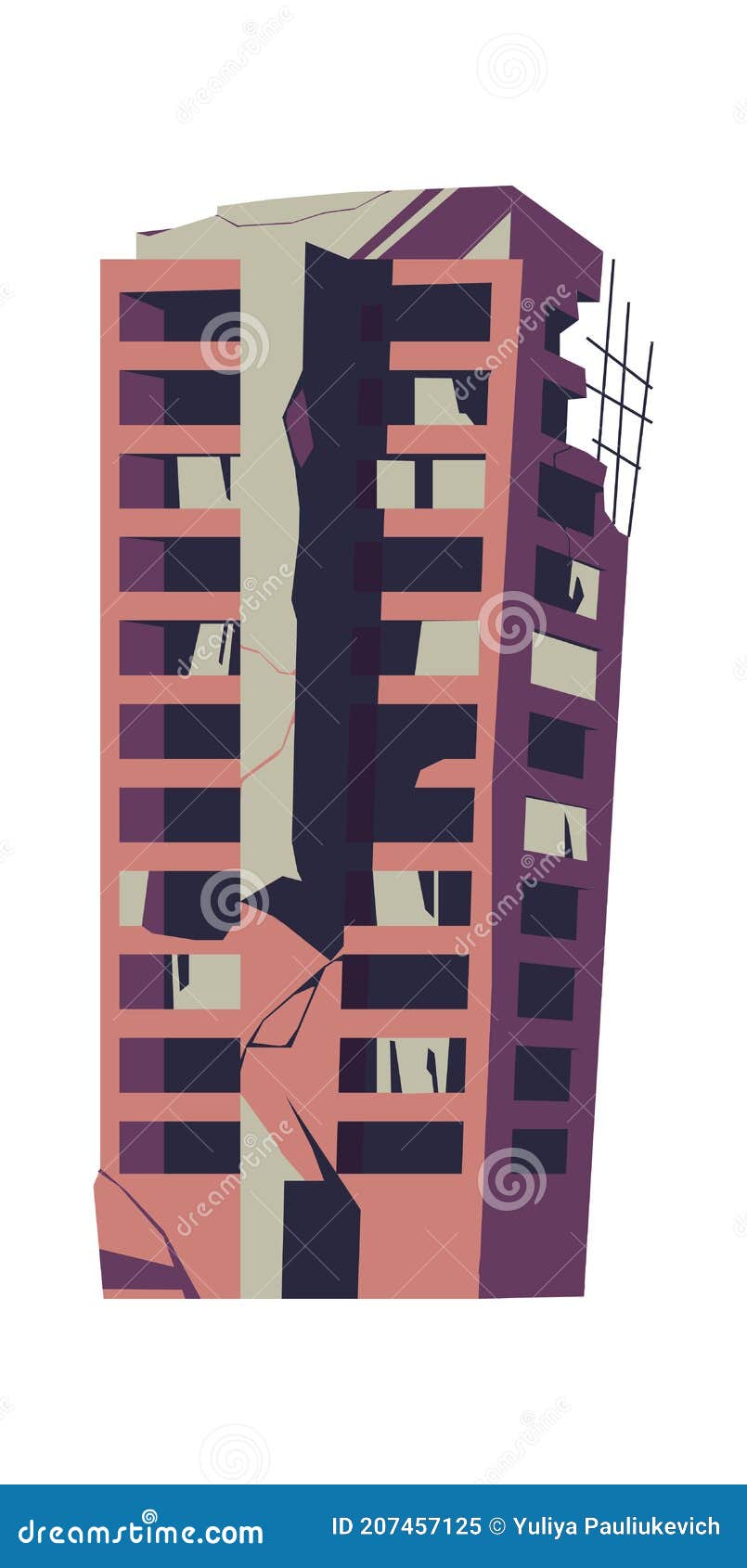 Destroyed Building, Damaged Structure Cartoon Stock Illustration ...