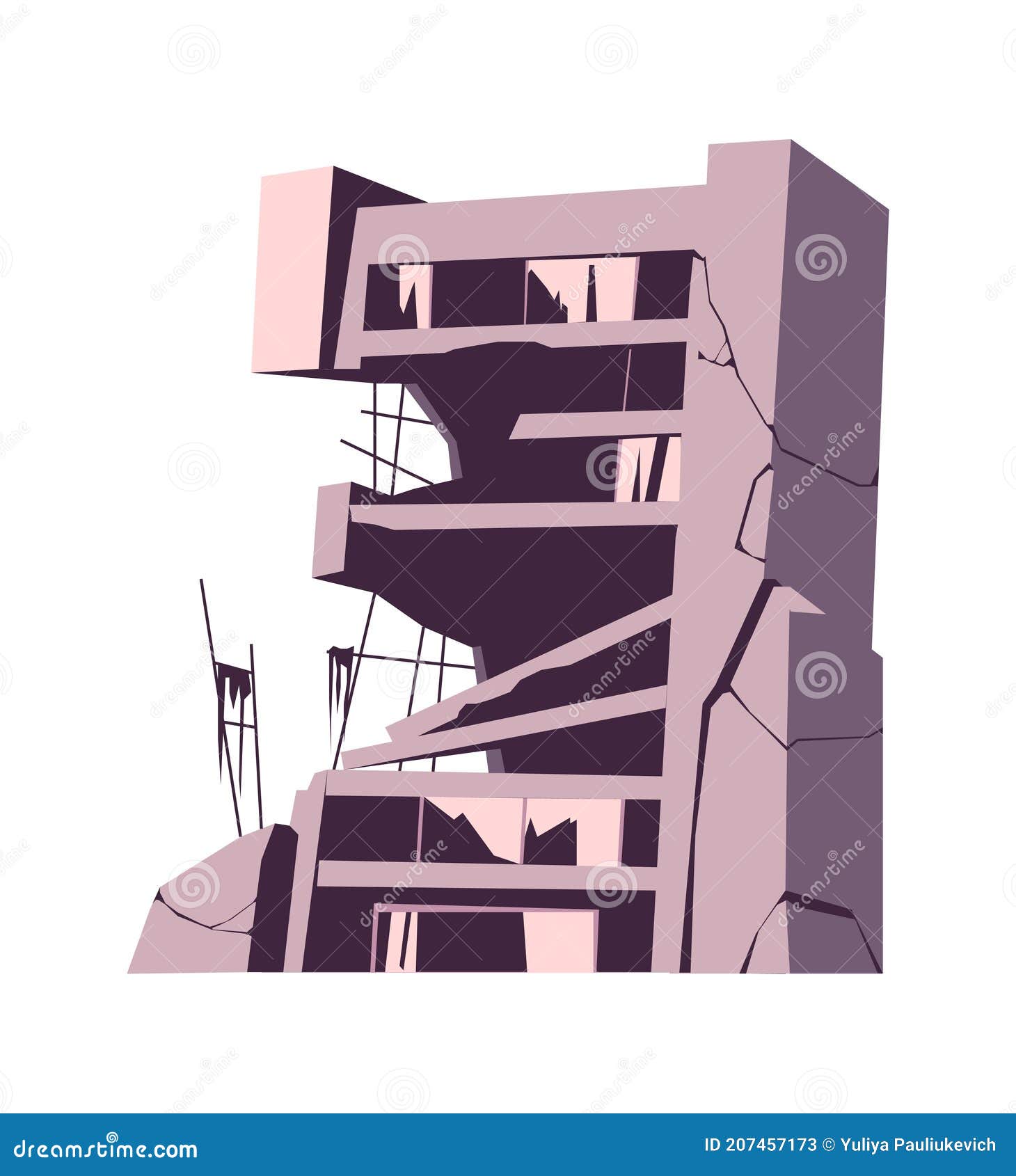 Destroyed Building, Damaged Structure Cartoon Stock Illustration ...