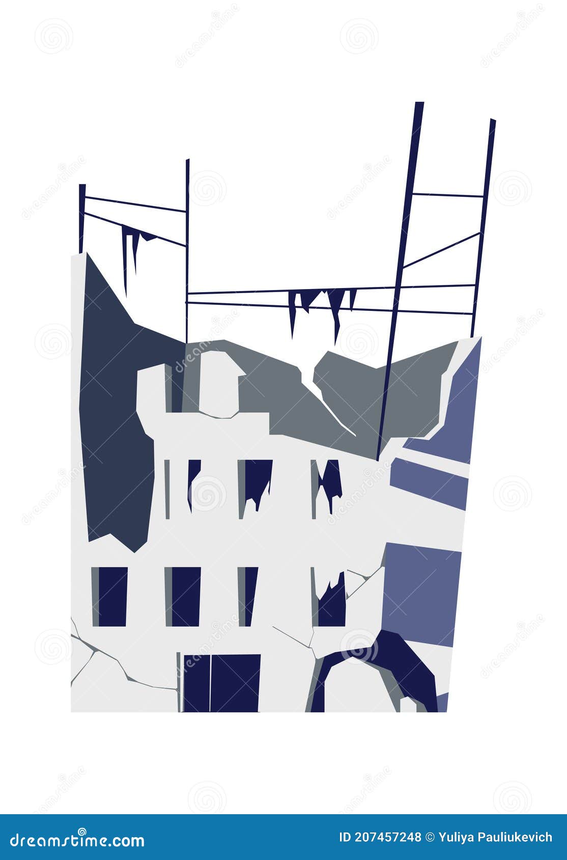 Destroyed Building, Damaged Structure Cartoon Stock Illustration ...