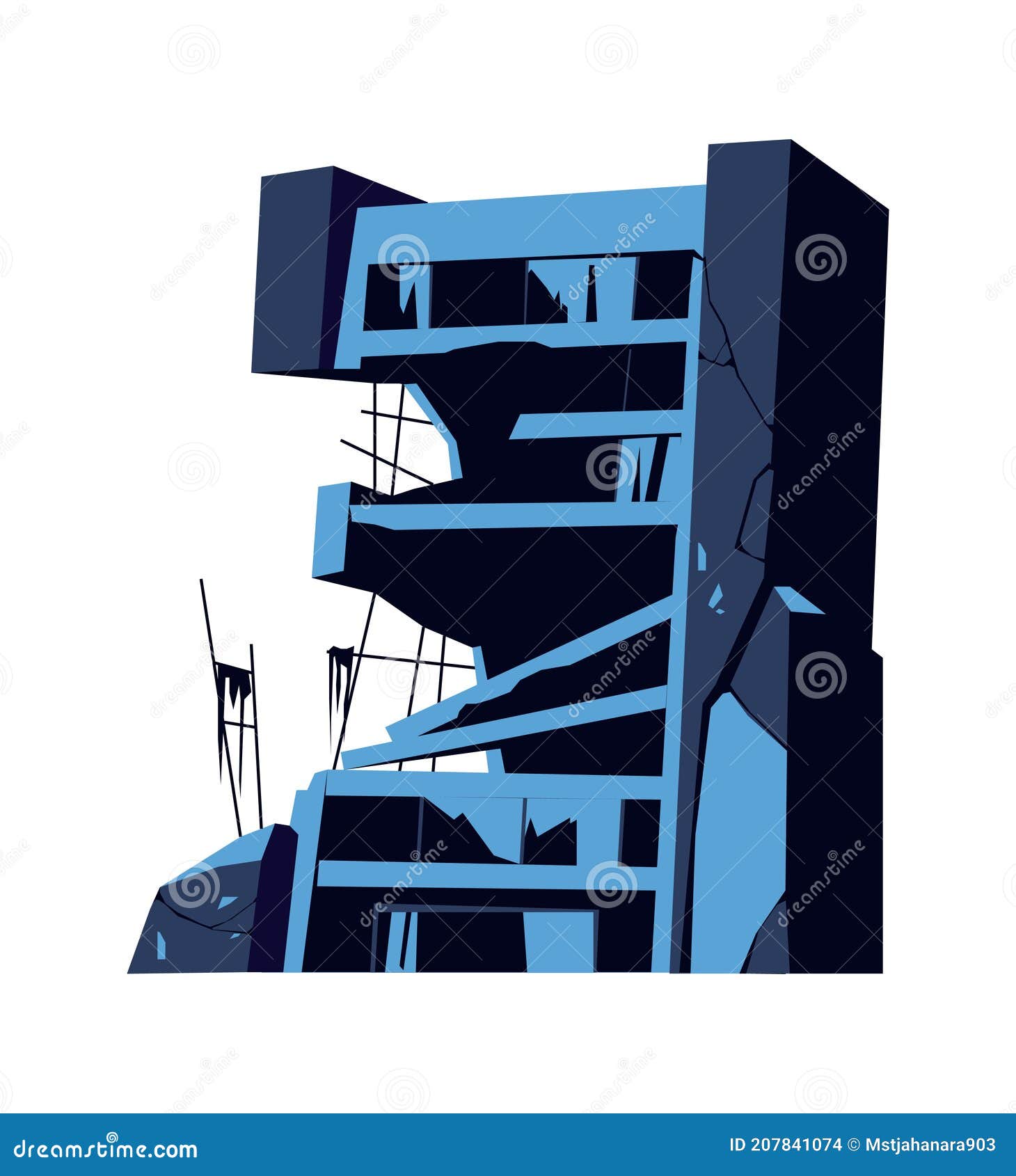 Destroyed Building, Damaged Structure Cartoon Stock Vector ...