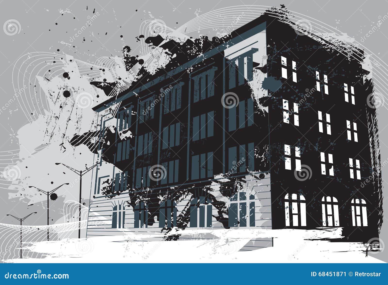 Destroyed building stock vector. Illustration of vector - 68451871