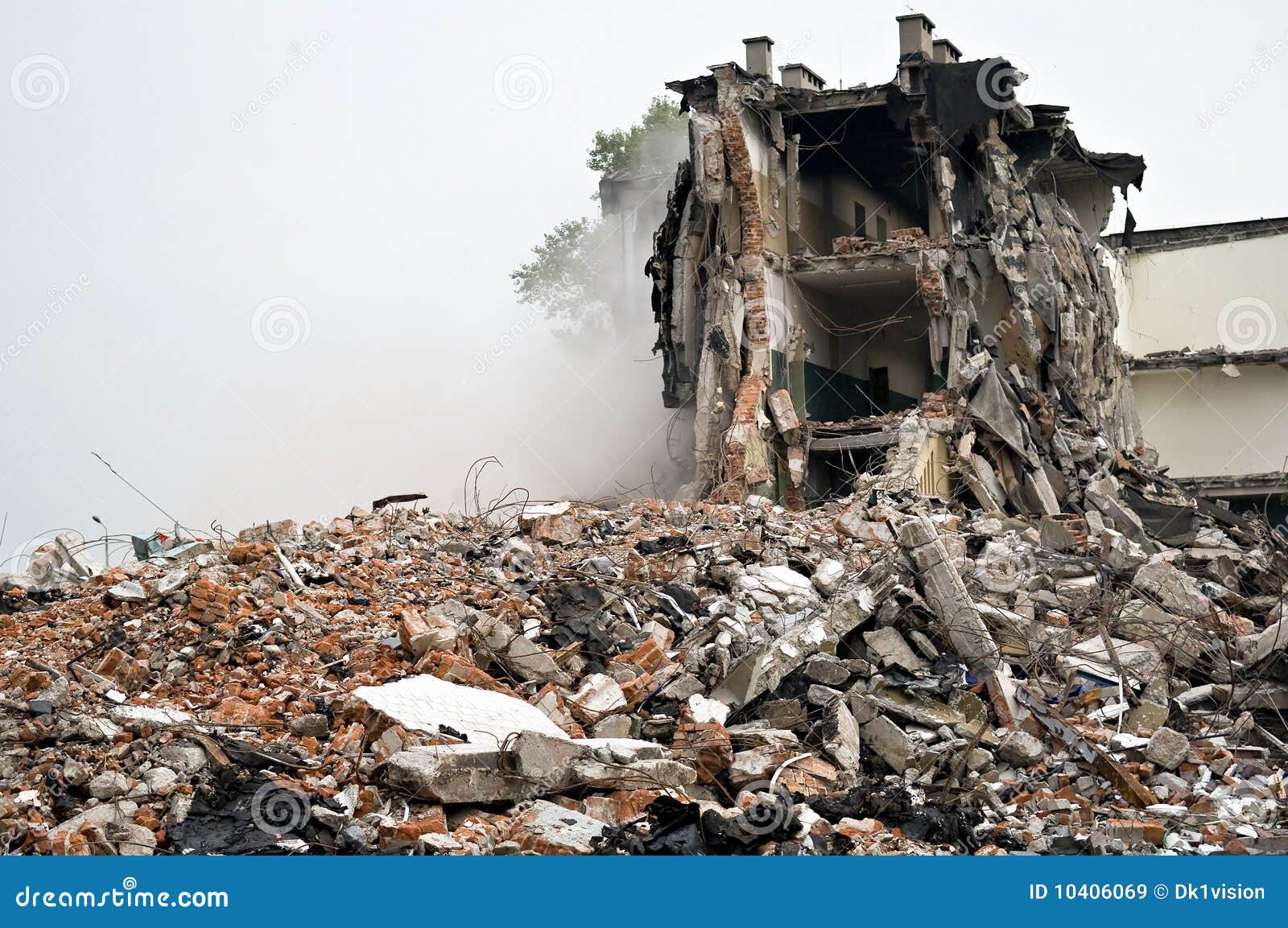 Destroyed Building, Debris. Series Stock Image - Image of climate ...