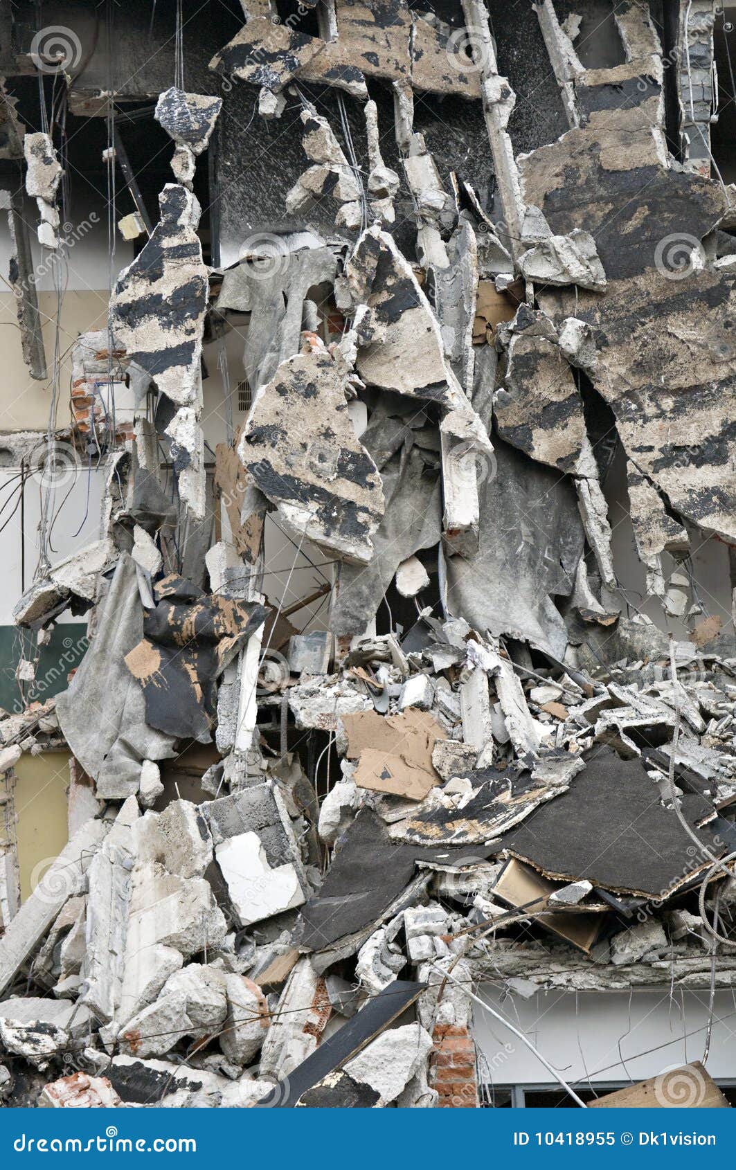 Destroyed Building Industrial. Building Demolition By Explosion ...