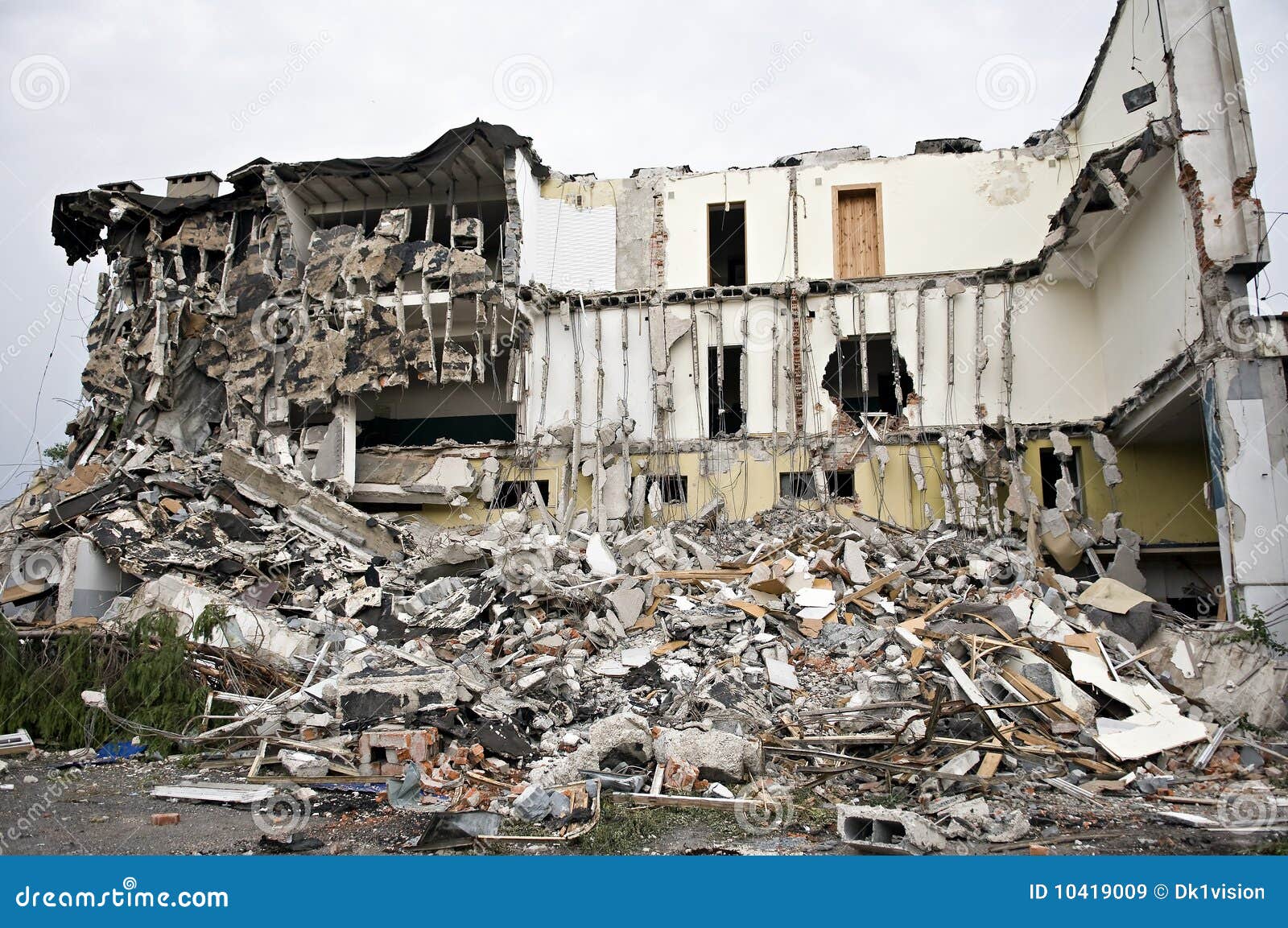 Destroyed Building, Debris. Series Stock Image - Image of danger, door ...