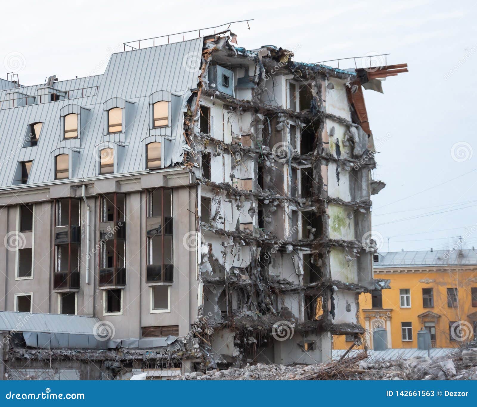 Destroyed Building after Demolition, Man-made Accident. Engineering and ...
