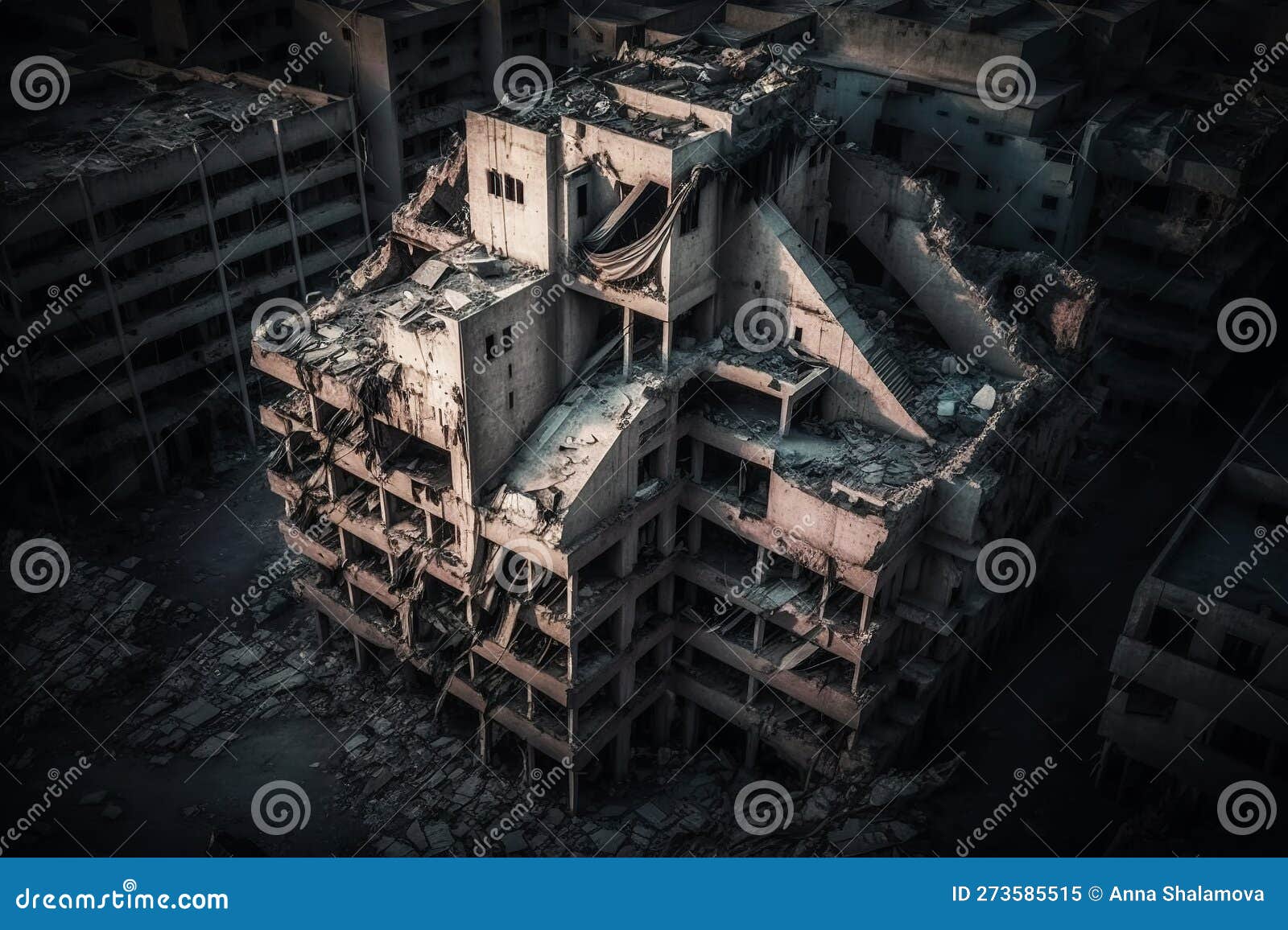 Destroyed Building after Earthquake. Stock Illustration - Illustration ...