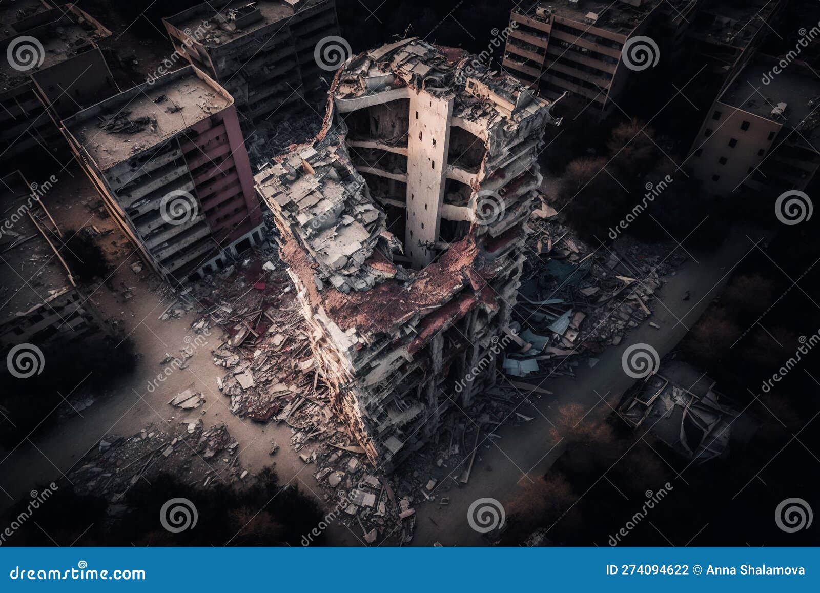 Destroyed Building after Earthquake Stock Illustration - Illustration ...
