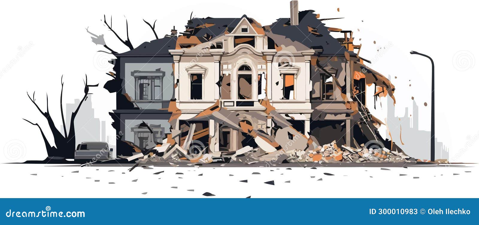 Destroyed Building Isolated Vector Style Illustration Stock Vector ...