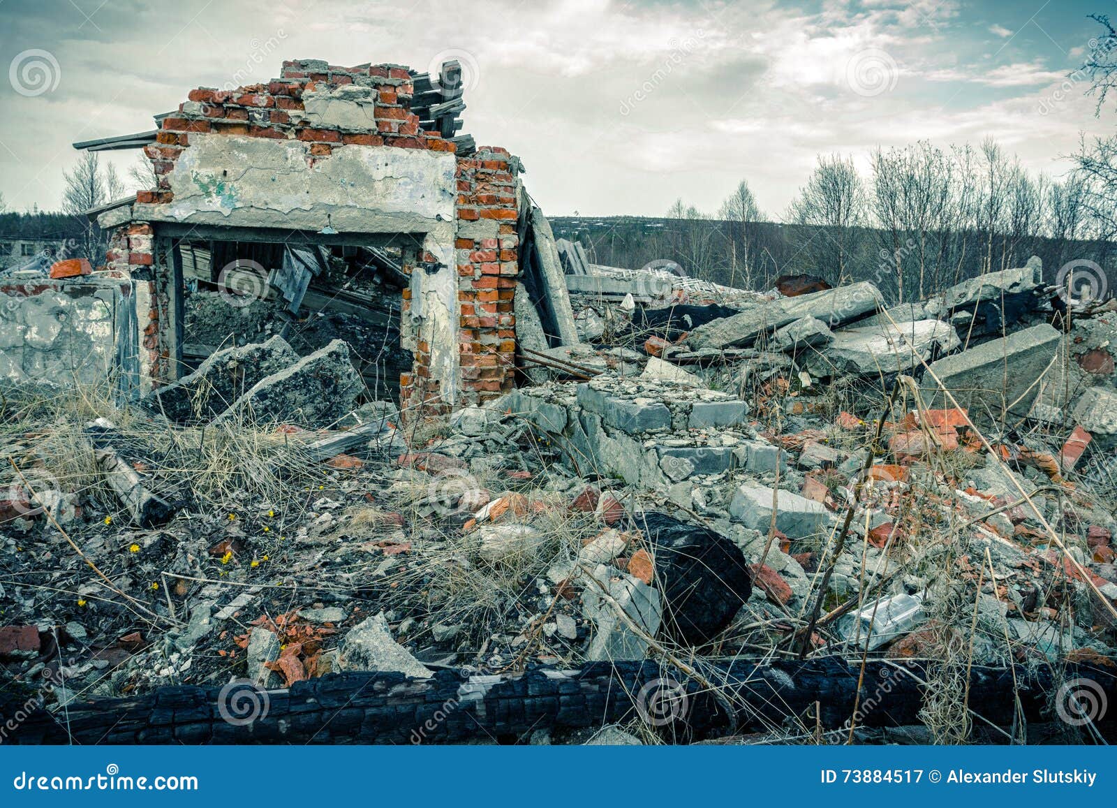 Destroyed building stock image. Image of armageddon, brick - 73884517