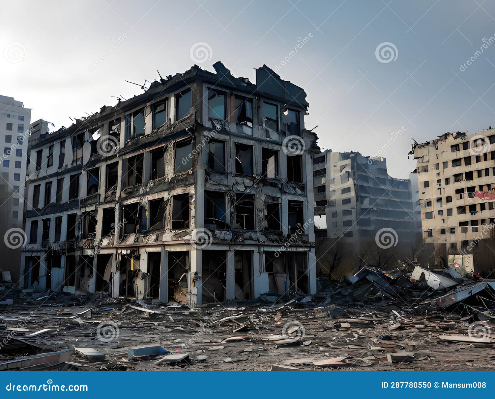Destroyed Building in a Residential Center, Ai Generated Stock ...
