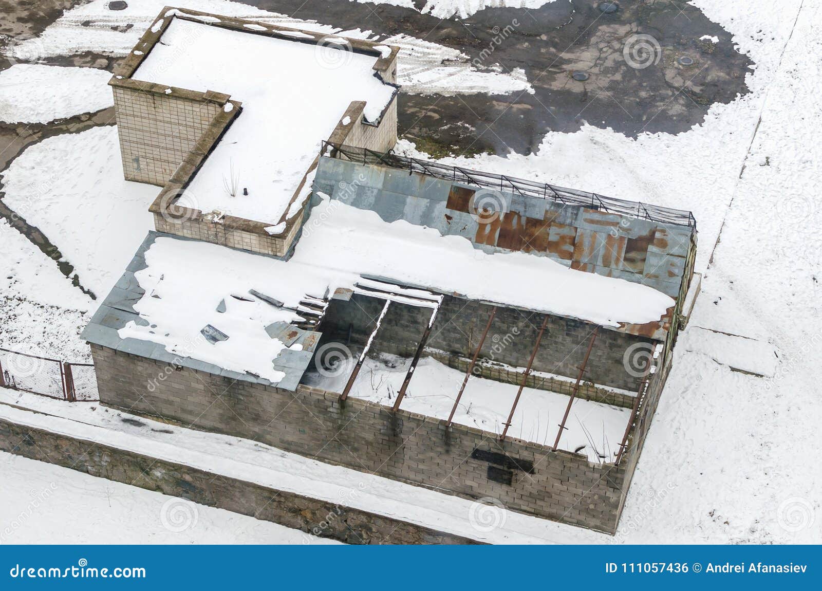 The Destroyed Building without a Roof is a Top View Stock Photo - Image ...
