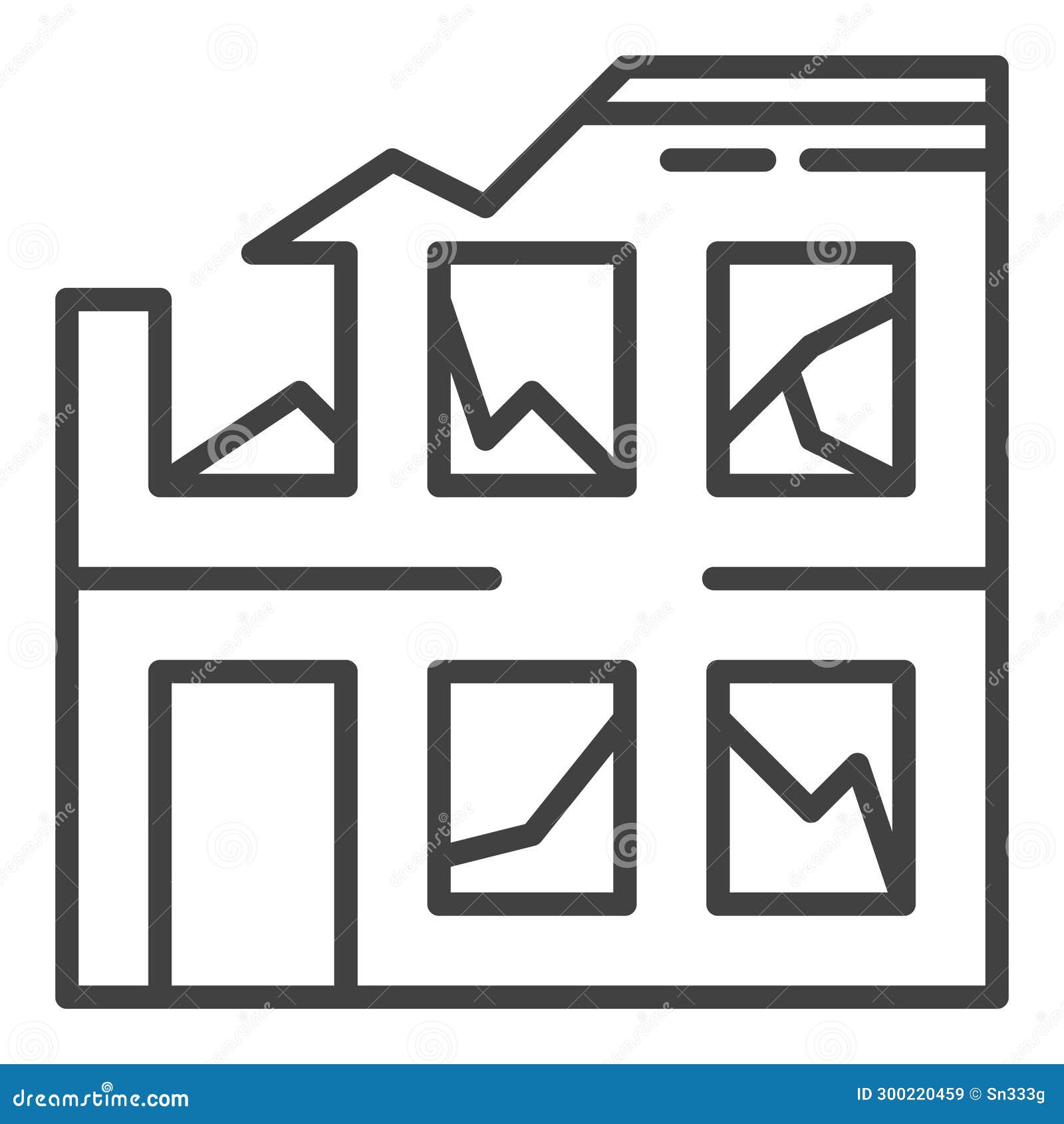 Destroyed Building Vector Concept Outline Icon or Symbol Stock Vector ...